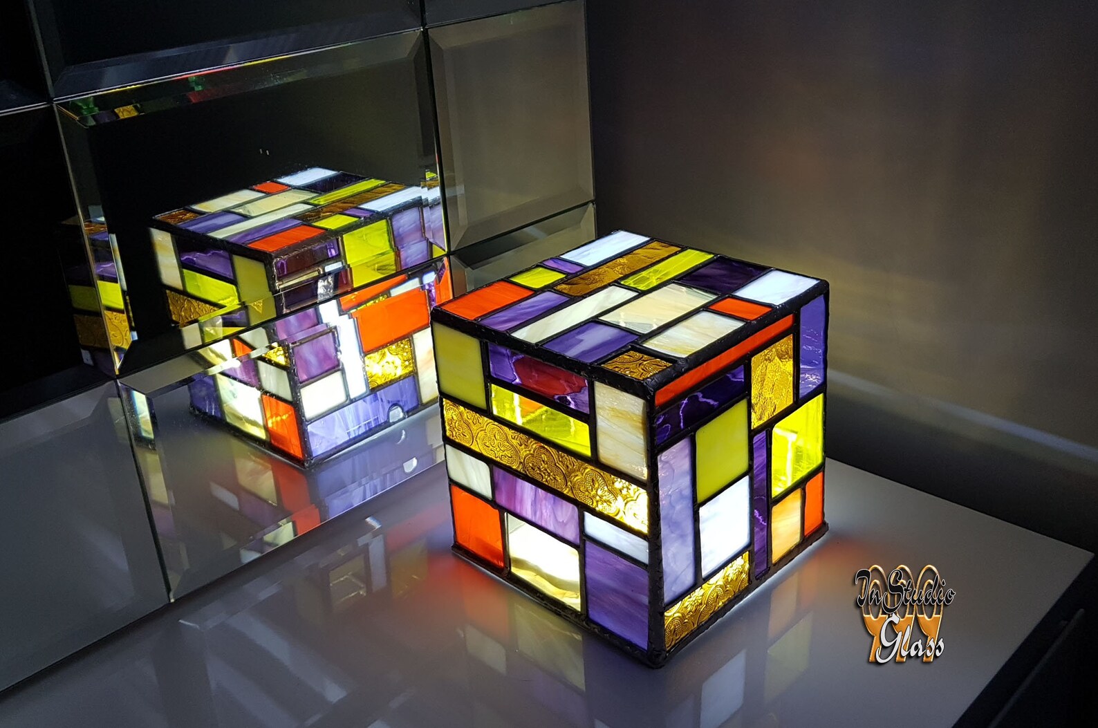 Mosaic Cube Night Light Stained Glass Lamp Fairy Decor - Etsy