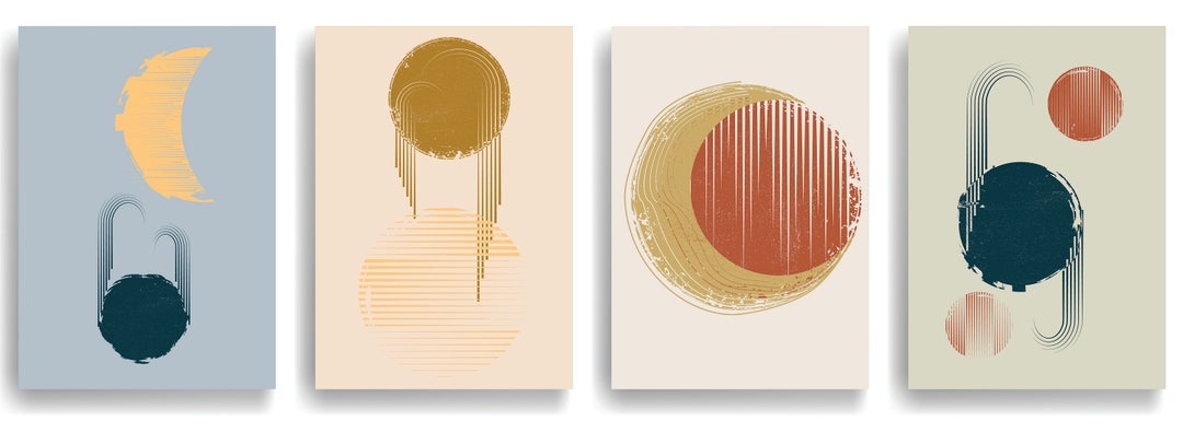 Mid Century Modern Note Card Set: Abstract Geometric Art, Gift Boxed - Etsy