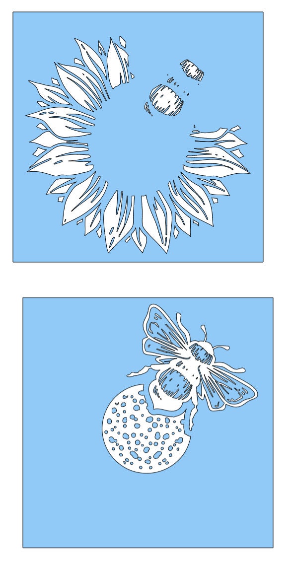 Sunflower Bee Stencil Set for DIY Painting and Silkscreen- Vinyl ...