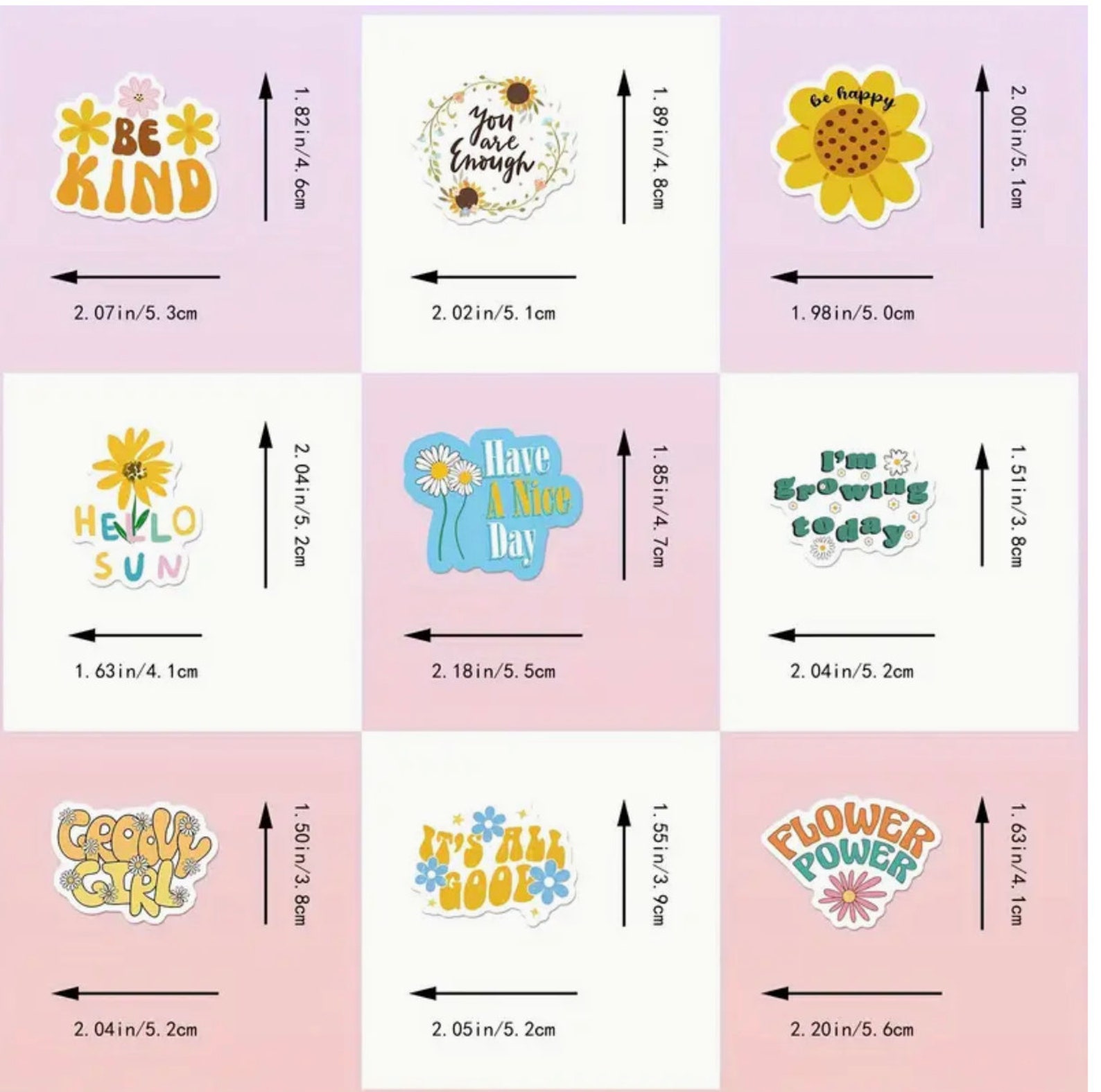 Waterproof Flower Power Sticker Set - Groovy Mid Century Modern (50 ...