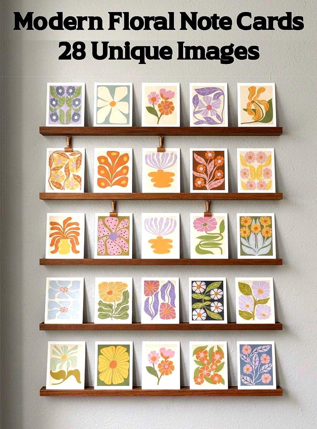 Mid-century Modern Floral Note Card Set: Thank You Cards - All Occasion ...