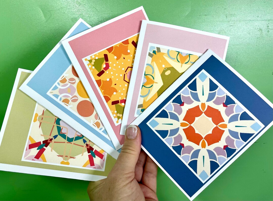 Abstract Note Card Set: Geometric Bauhaus Designs - Etsy