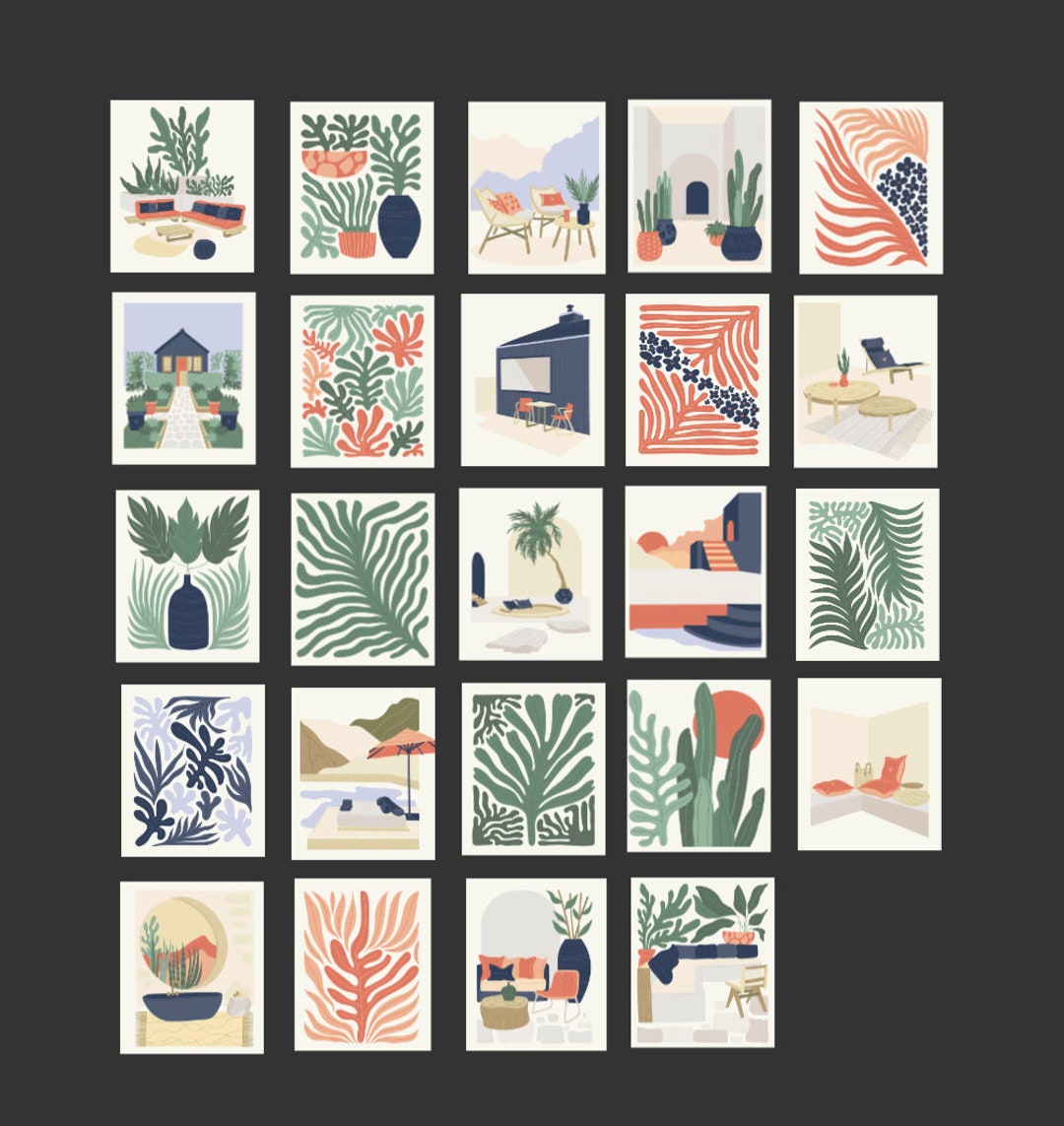 Mid Century Modern Note Card Set Architectural Landscape blank Card ...