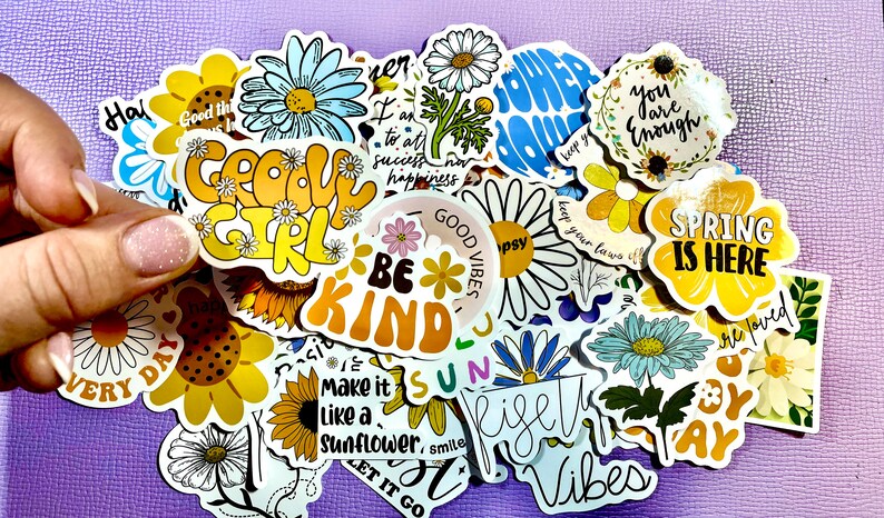 Waterproof Flower Power Sticker Set - Groovy Mid Century Modern (50 ...
