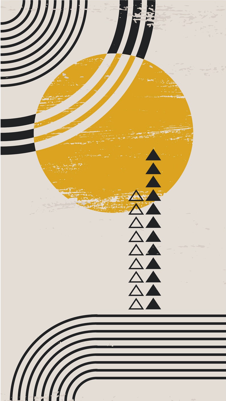 Set of 12 Mid Century Modern Geometric Note Cards, Abstract Bauhaus ...