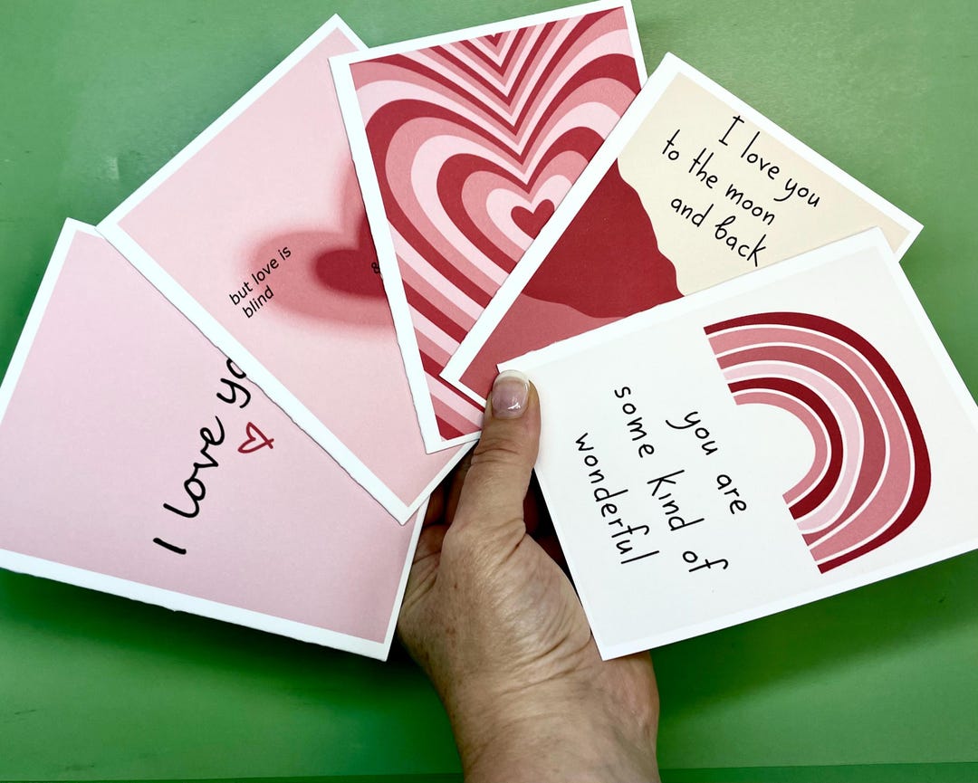 Romantic Boho Love Heart Note Card Set – 6 or 12 Blank Cards With ...