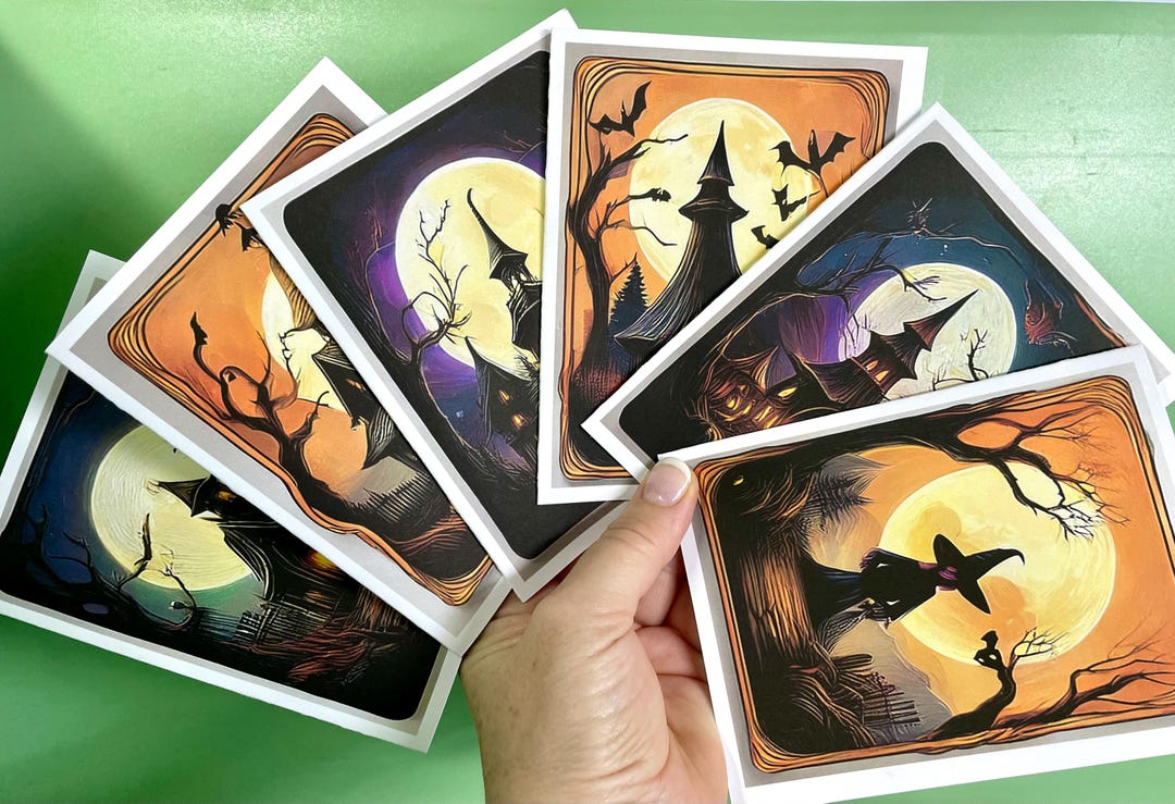 Halloween Note Card Set W/ Envelopes,stickers Available,modern ...