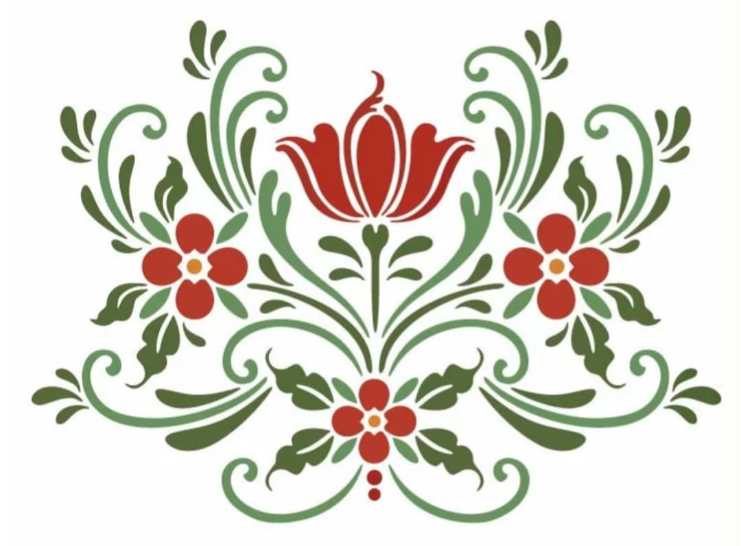 Traditional Swedish Kurbits Rosemaling Stencil for Home Decor Projects ...