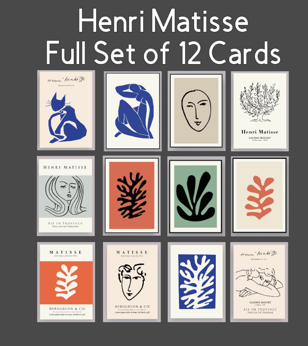 Matisse-inspired Mid-century Modern Note Card Set With Envelopes ...