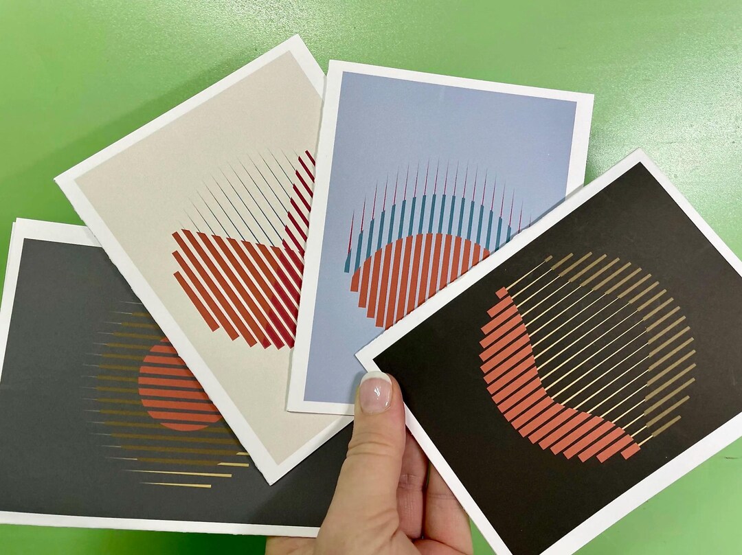 Mid-century Modern Abstract Note Card Set: Geometric Stationery - Etsy