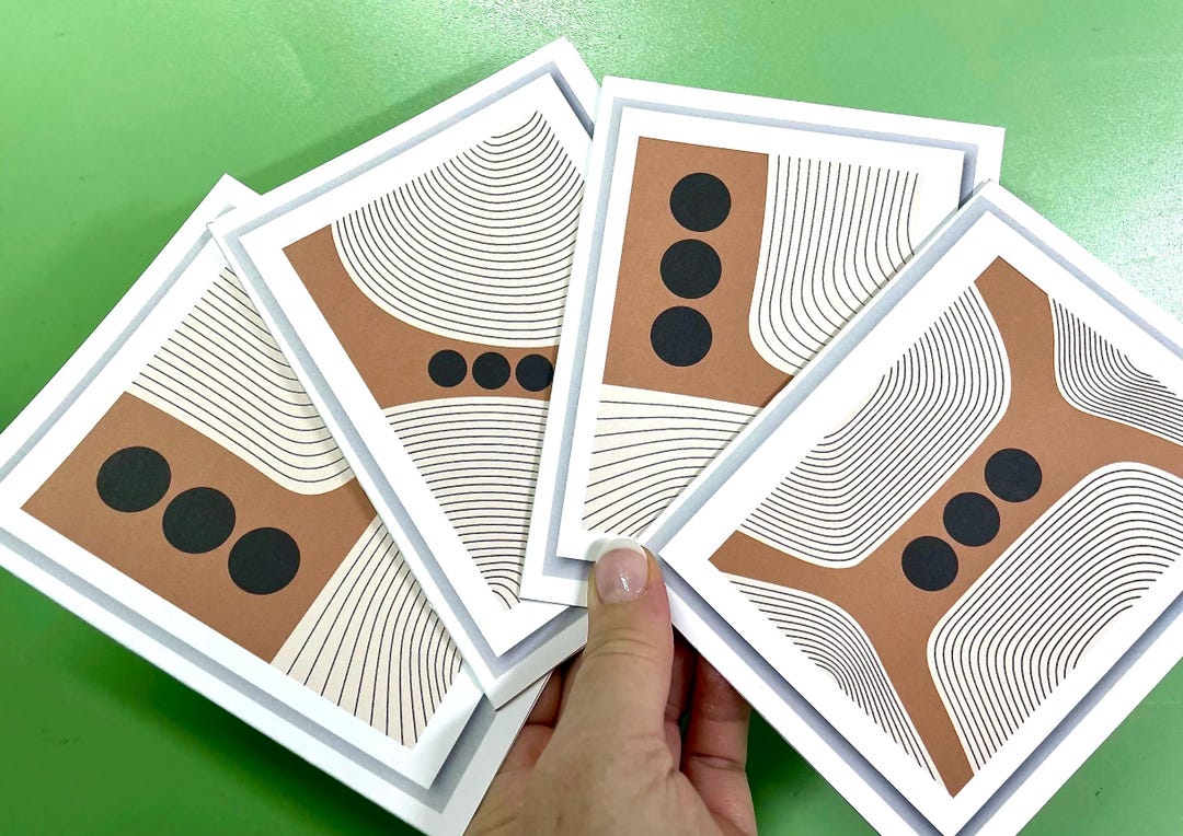 Mid Century Modern Abstract Note Card Set With Envelopes-blank Note ...