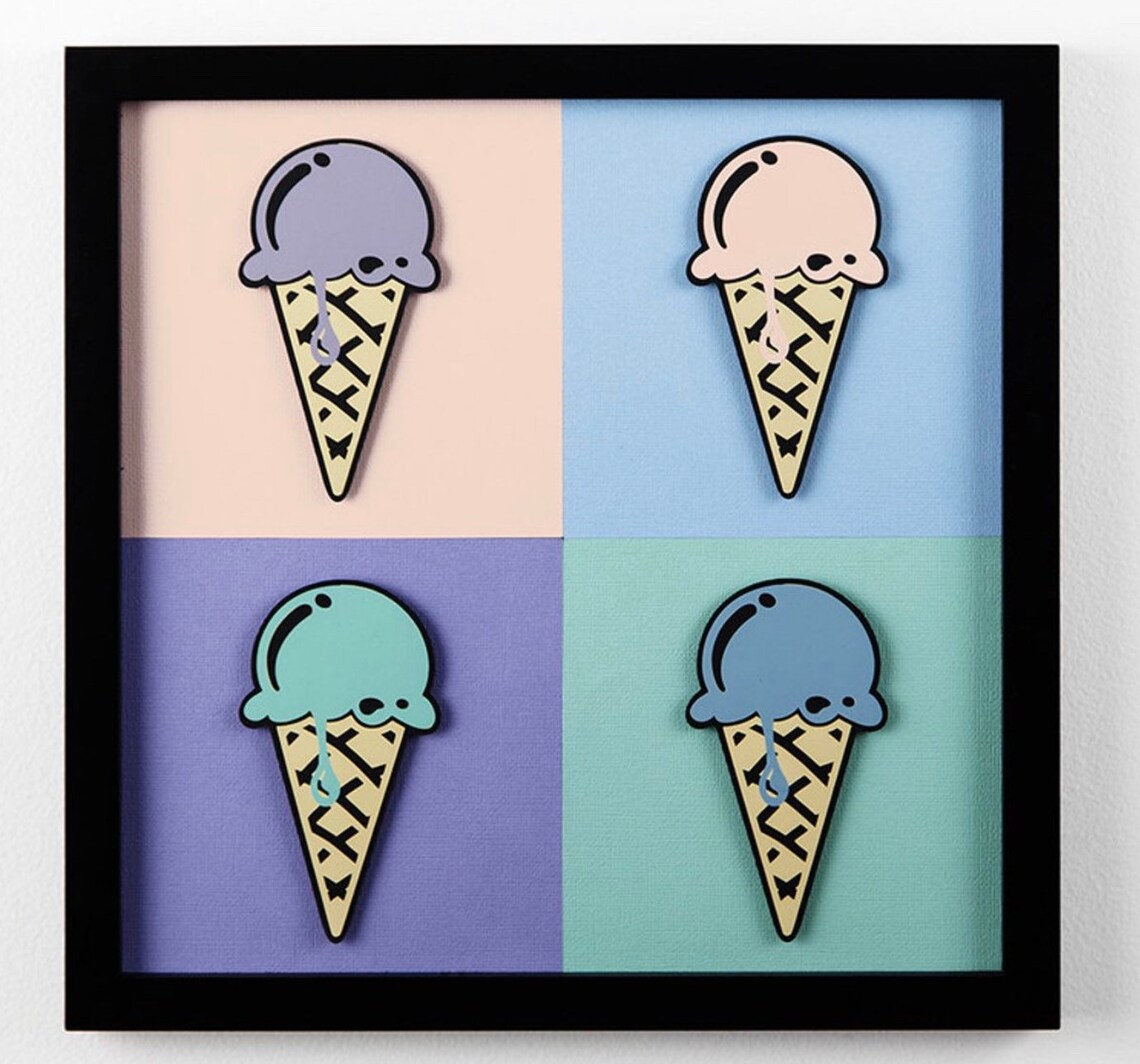Pop Art12 x 12 framed Ice Cream Cones-Andy Warhol style.Fun | Etsy
