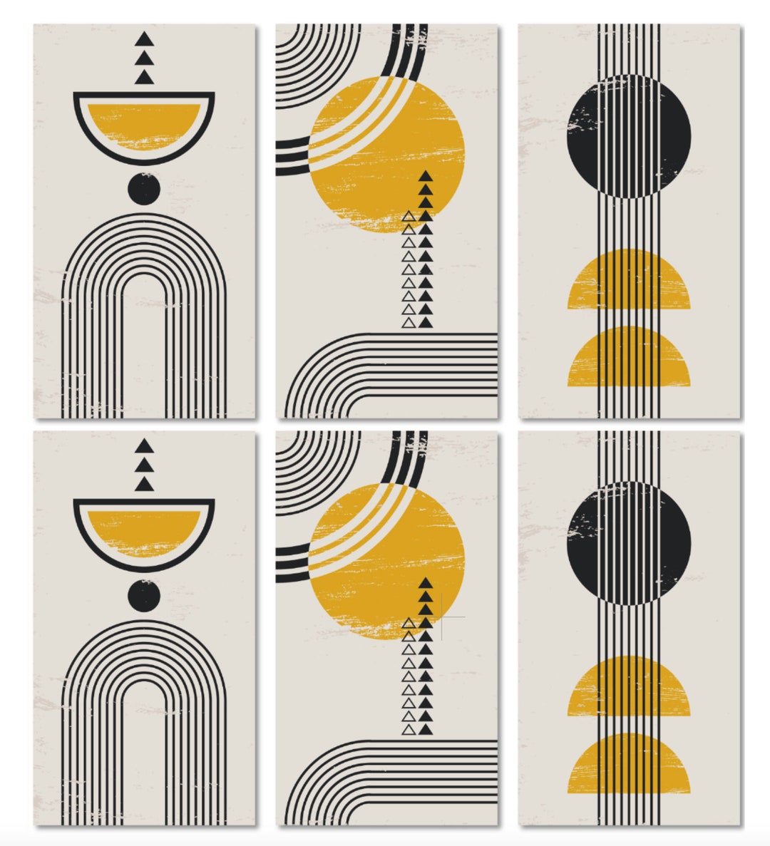 Mid Century Modern Note Card Set: Abstract Geometric Designs - Etsy