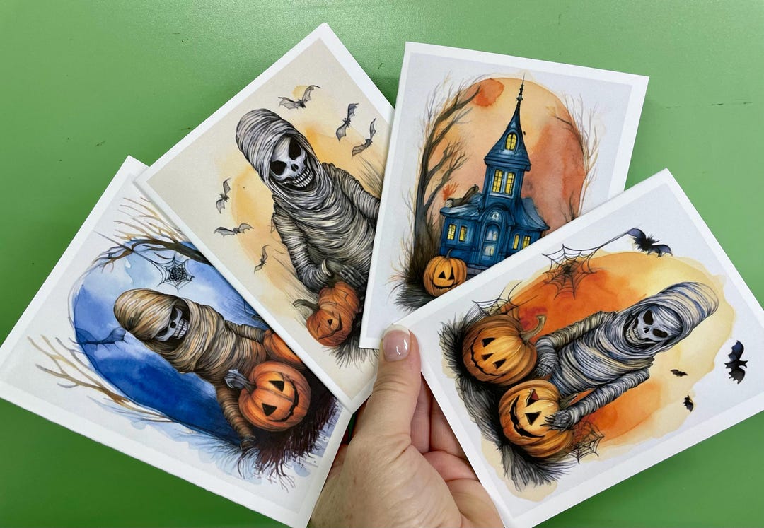 Halloween Note Card Set W/ Envelopes,stickers Available,modern ...
