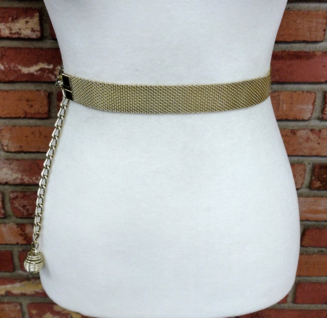 Vintage Chain Belt Gold Metal Mesh Metal Chain Link Made in Hong Kong ...