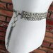Vintage Chain Belt Silver Metal Wide Triple Chain Link Round Clear Rhinestones Hanging Chain ...