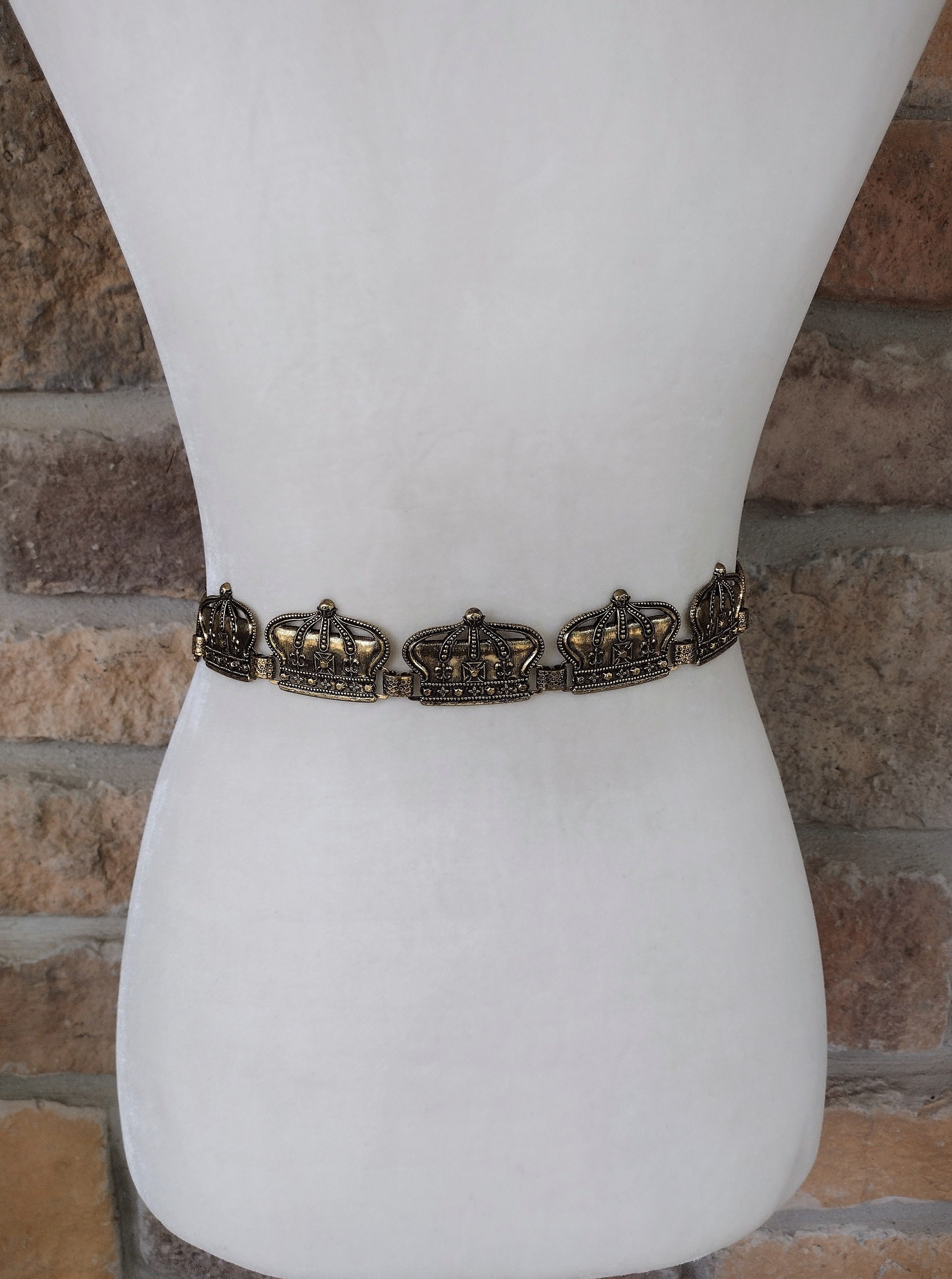 Vintage Belt Gold Metal Royal Textured Crown Monarch Royalty - Etsy