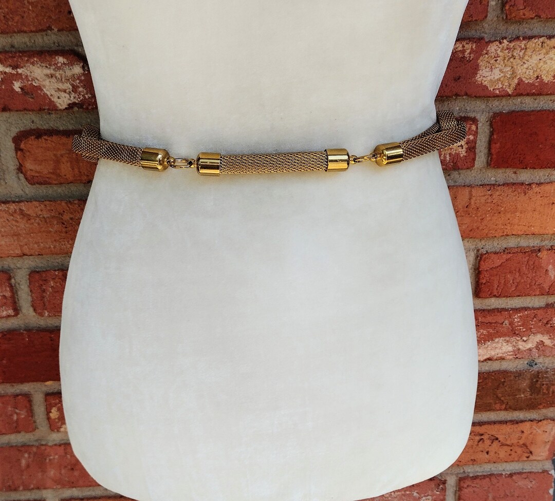 Vintage Chain Belt Gold Metal Mesh Metal Gold Links Horse Snaffle Bit ...
