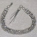 Vintage Chain Belt Silver Metal Wide Triple Chain Link Round Clear Rhinestones Hanging Chain ...