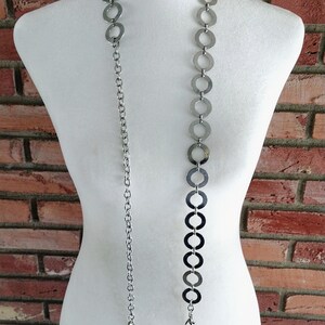 Vintage Chain Belt Silver Metal Round Circle Loops Shiny Metal Chain ...