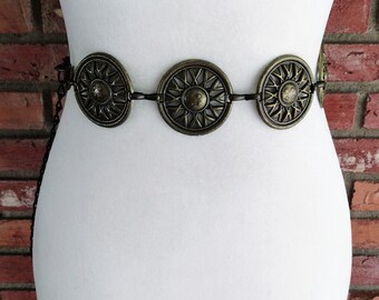 Vintage Concho Belt Antique Gold Oval Sunburst Concho Black - Etsy