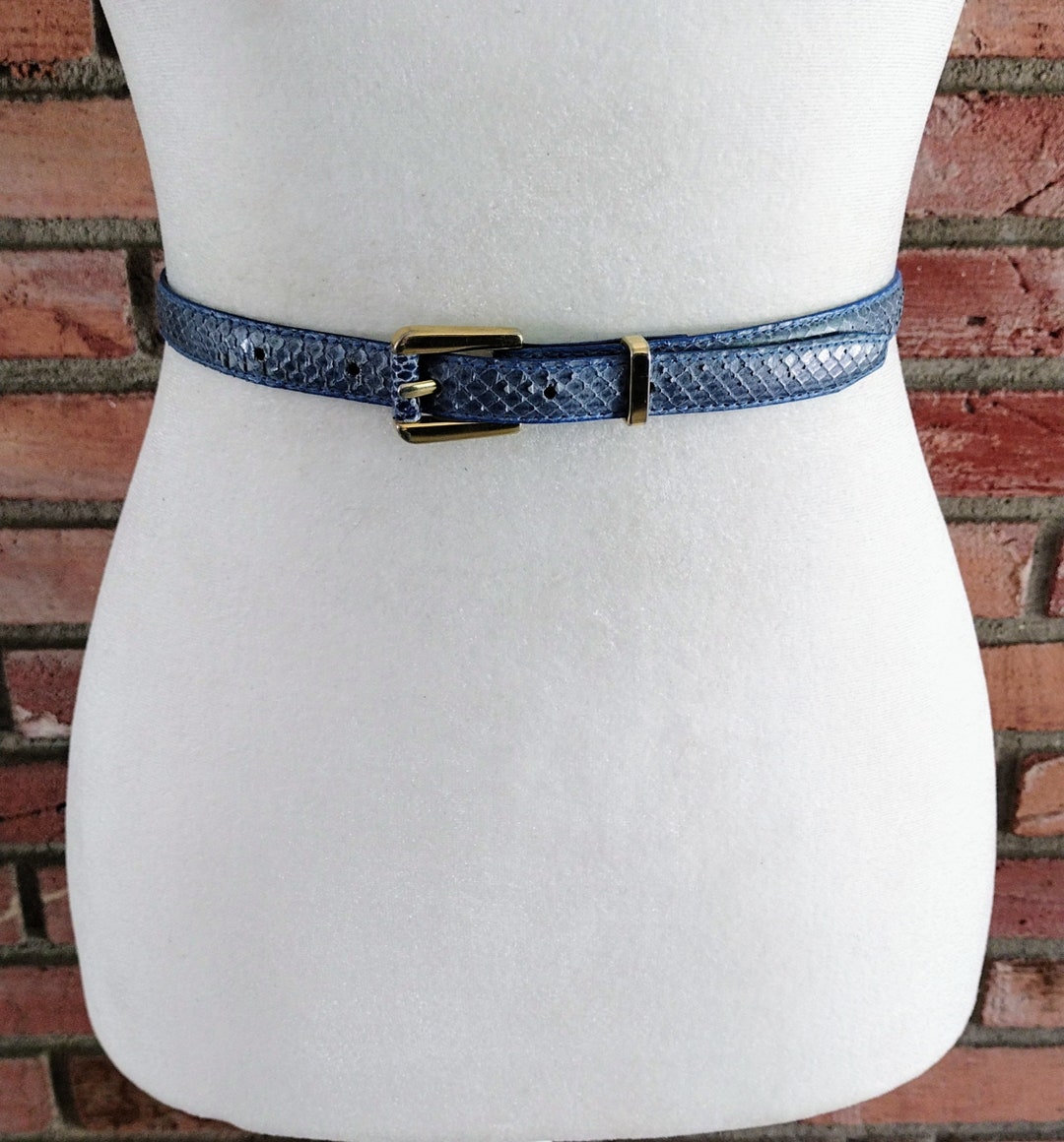 Vintage Snake Skin Belt J.W. Robinson's Blue Genuine Snake Skin Gold ...