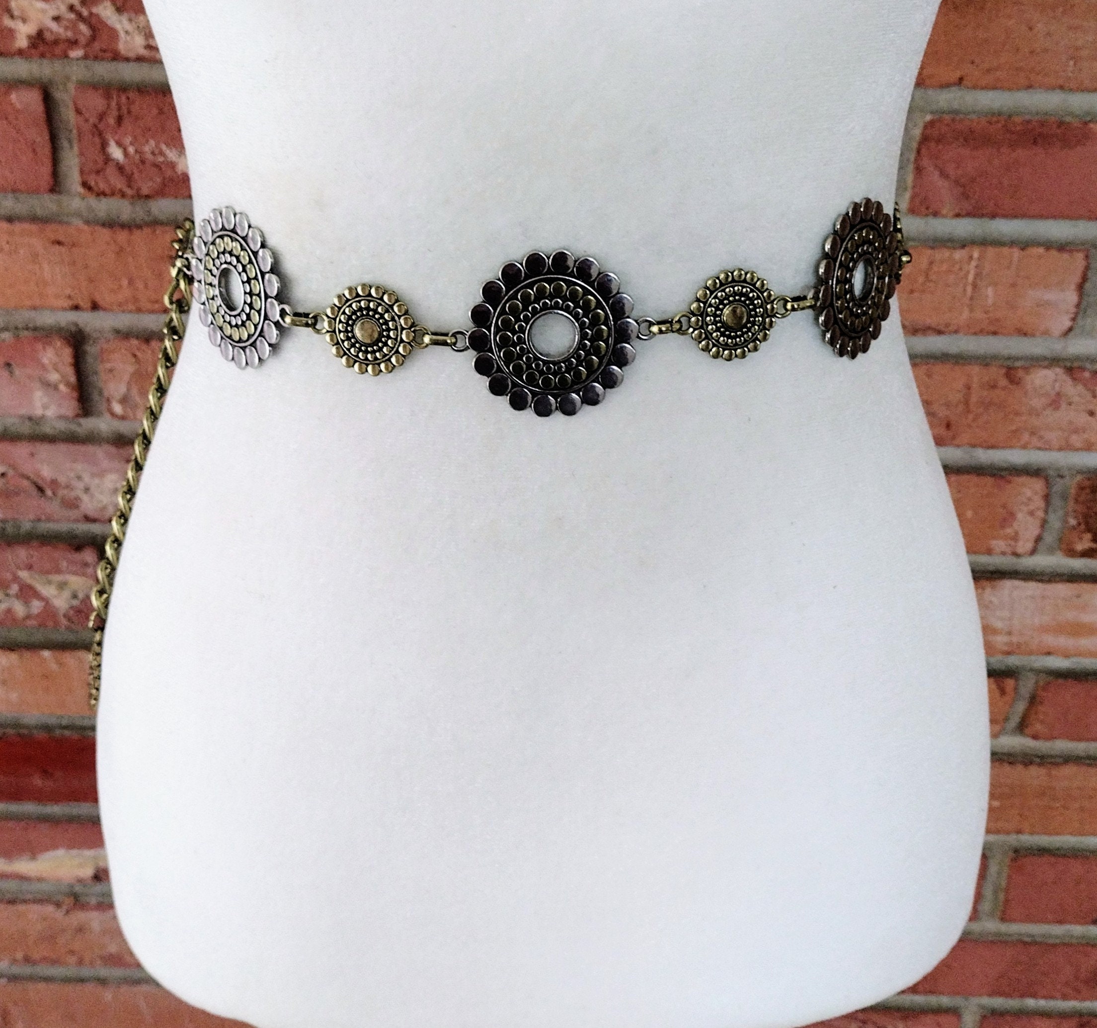 Vintage Chain Belt Gold and Silver Metal Round Circle - Etsy