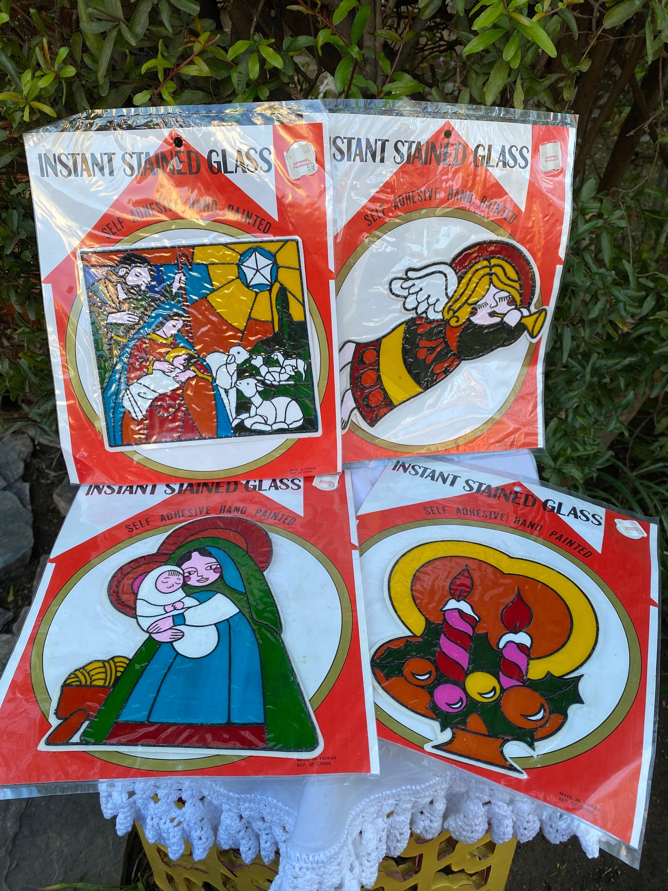 Vintage MCM Instant Stained Glass Christmas Decals 1960's - Etsy