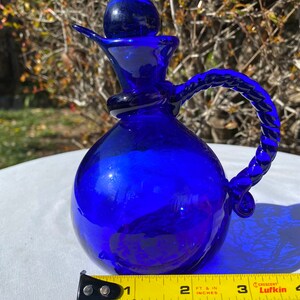 Vintage 1960s Blue Crackle Glass Apothecary Bottle, Mini Cruet - Etsy