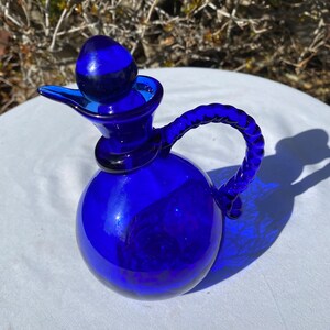 Vintage 1960s Blue Crackle Glass Apothecary Bottle, Mini Cruet - Etsy