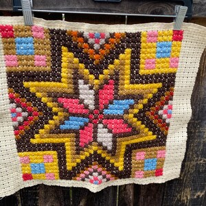Vintage Handmade MCM Star Cross Stitch, Needlepoint, Crewel - Etsy