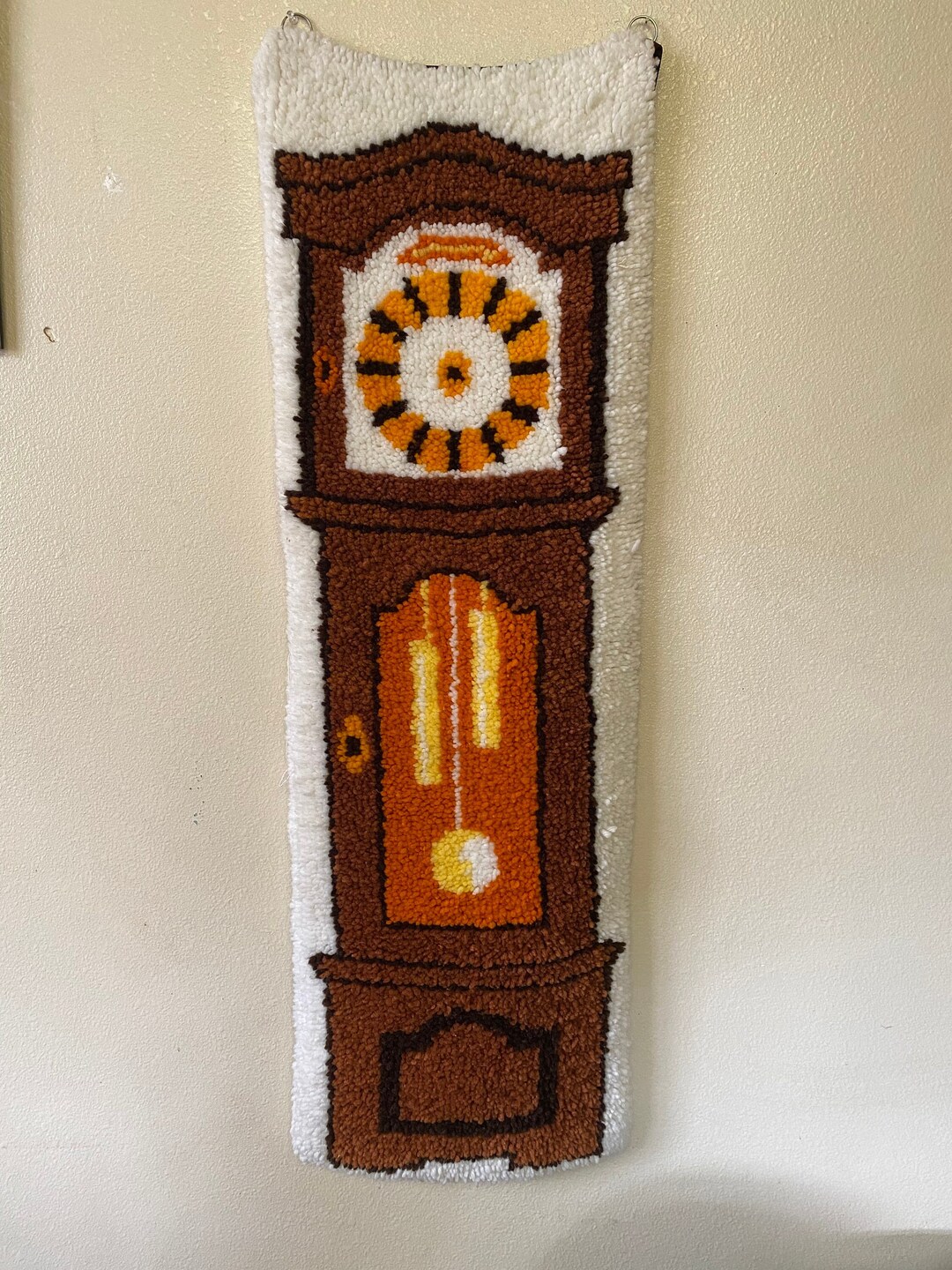 1970’s Wall Hanging Vintage Grandfather Clock Latch Hook - Etsy