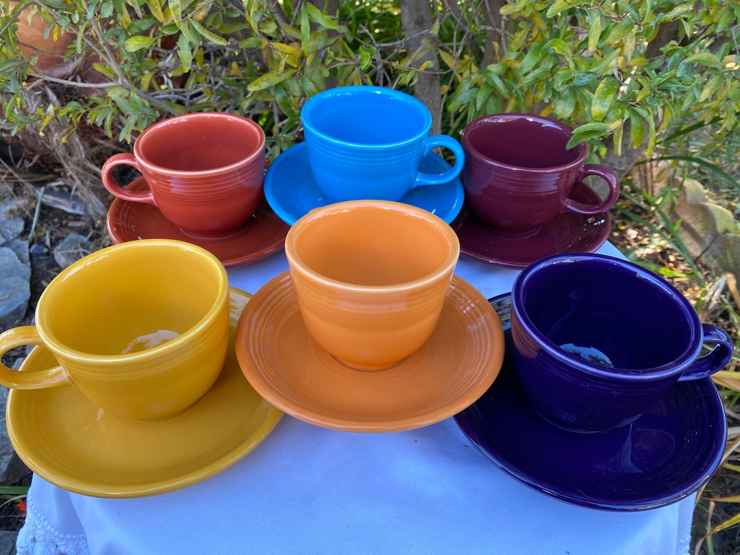 Fiestaware Tea Cups and Saucers - Etsy