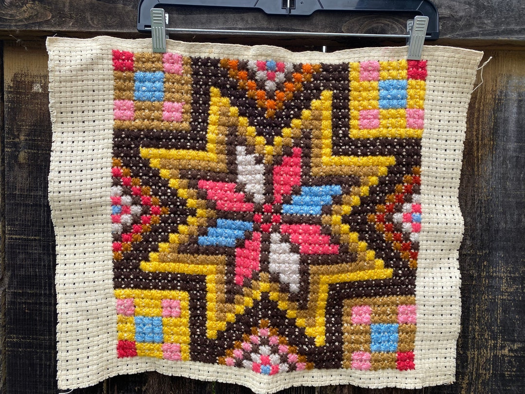 Vintage Handmade MCM Star Cross Stitch, Needlepoint, Crewel - Etsy