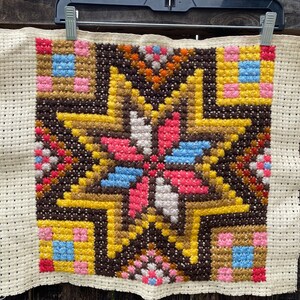 Vintage Handmade MCM Star Cross Stitch, Needlepoint, Crewel - Etsy
