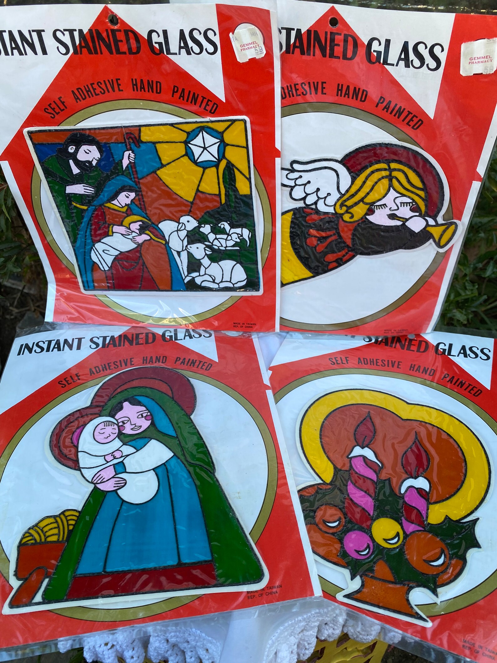 Vintage MCM Instant Stained Glass Christmas Decals 1960's - Etsy
