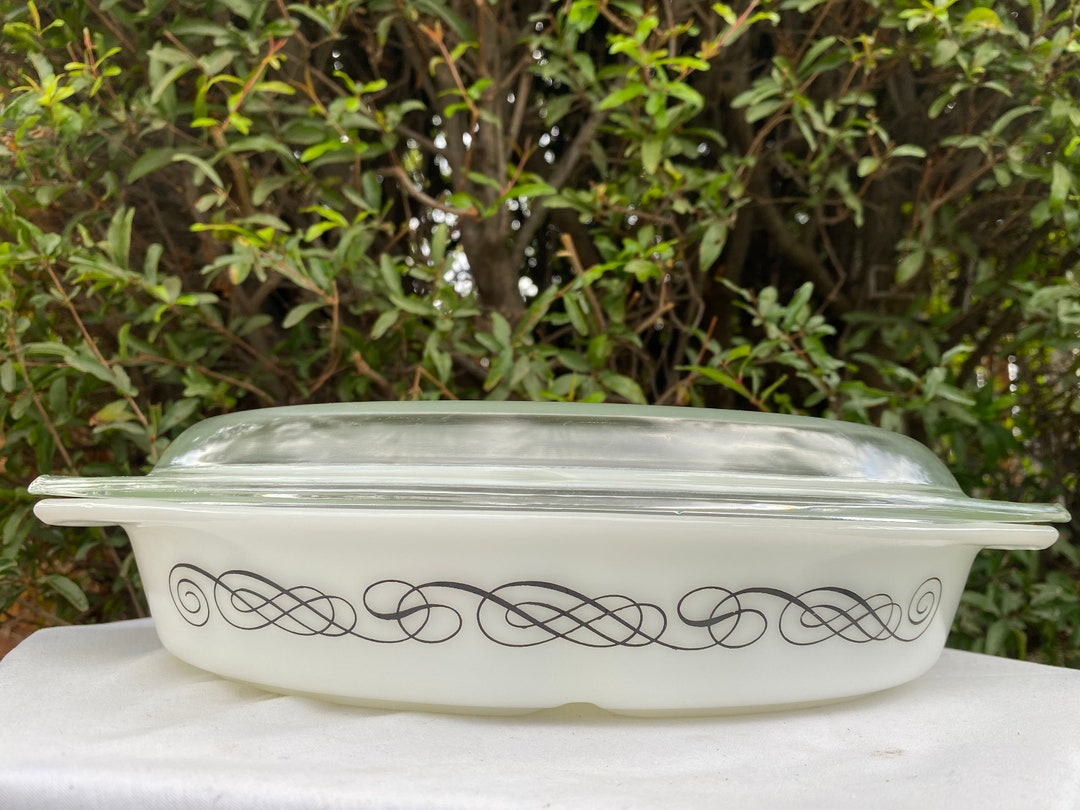 Pyrex Black Scroll Promotional Divided Casserole Dish - Etsy