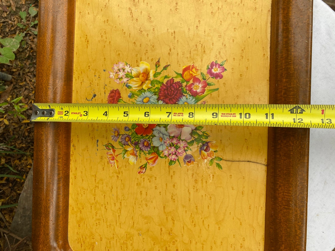 Vintage Faux Wood Floral 1970s Tin TV Tray Serving Tray - Etsy