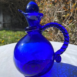 Vintage 1960s Blue Crackle Glass Apothecary Bottle, Mini Cruet - Etsy