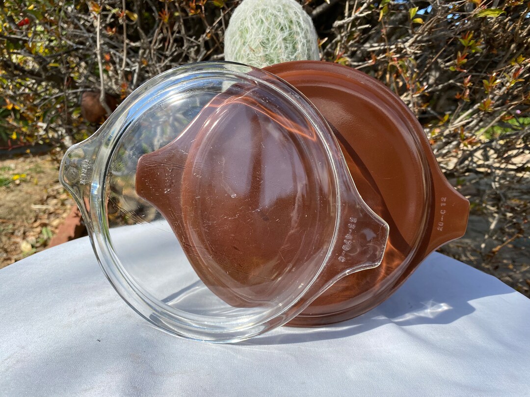 Vintage Pyrex 470-C Brown Milk Glass, Clear Glass Casserole Dish Lid - Etsy