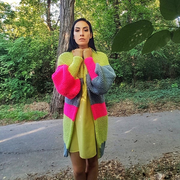 Colorful Cardigan - Etsy