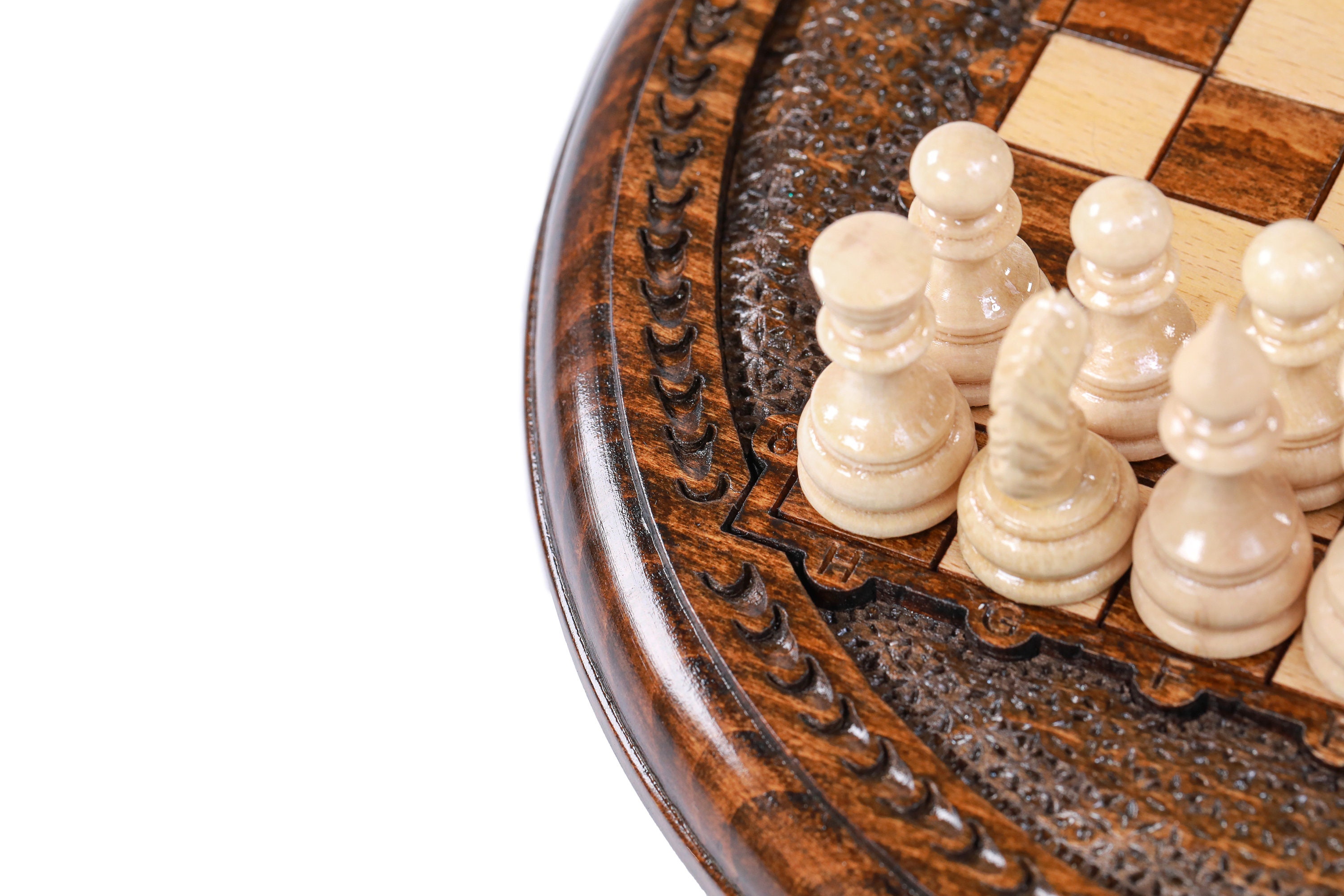 Round Wooden Chess Set Handmade chess board handcrafted Best | Etsy