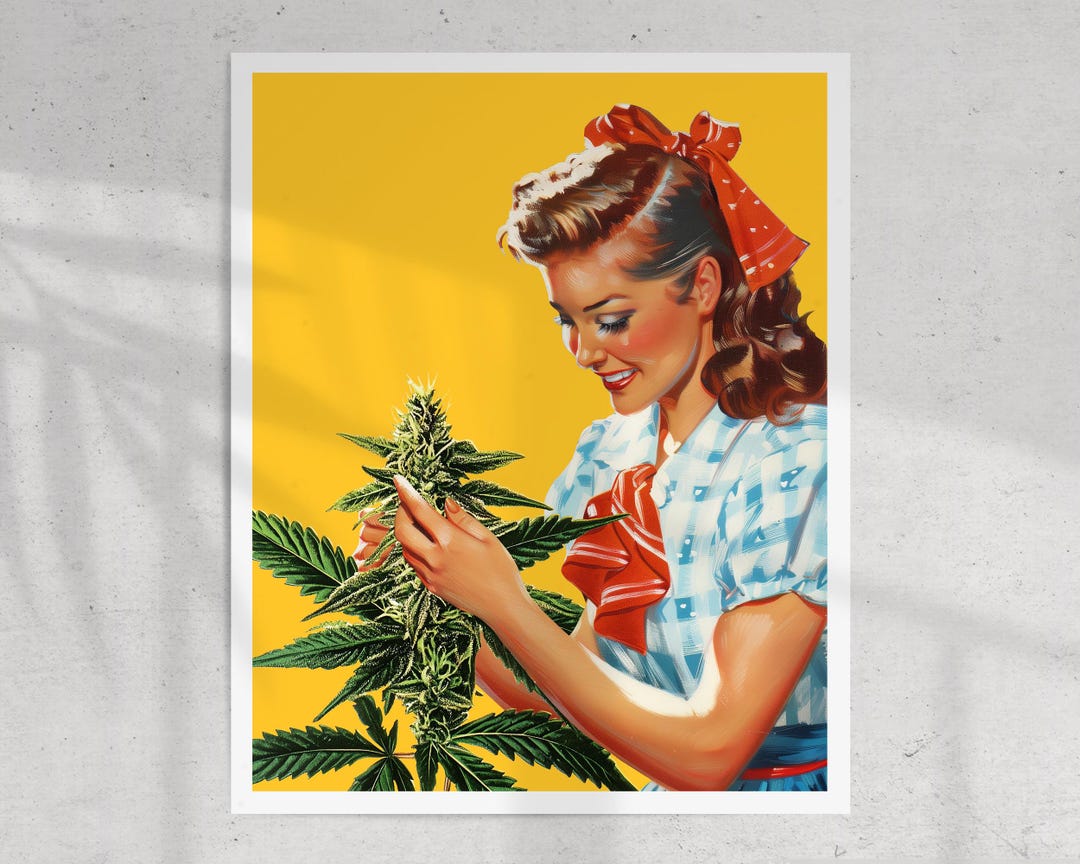 Cannabis Love - Retro Pin-up Cannabis Wall Art, Vintage 1950s Bold Pop ...