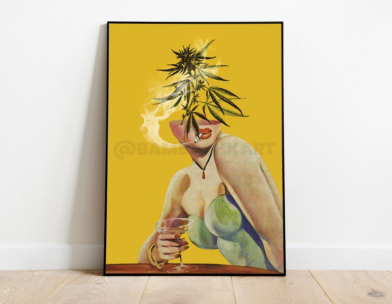 Mary Jane weed Art Weed Poster Marijuana Art Collage Art | Etsy