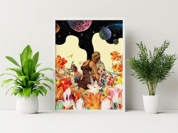 Retro Love collage Art Retro Wall Art Retro Art Cosmic - Etsy