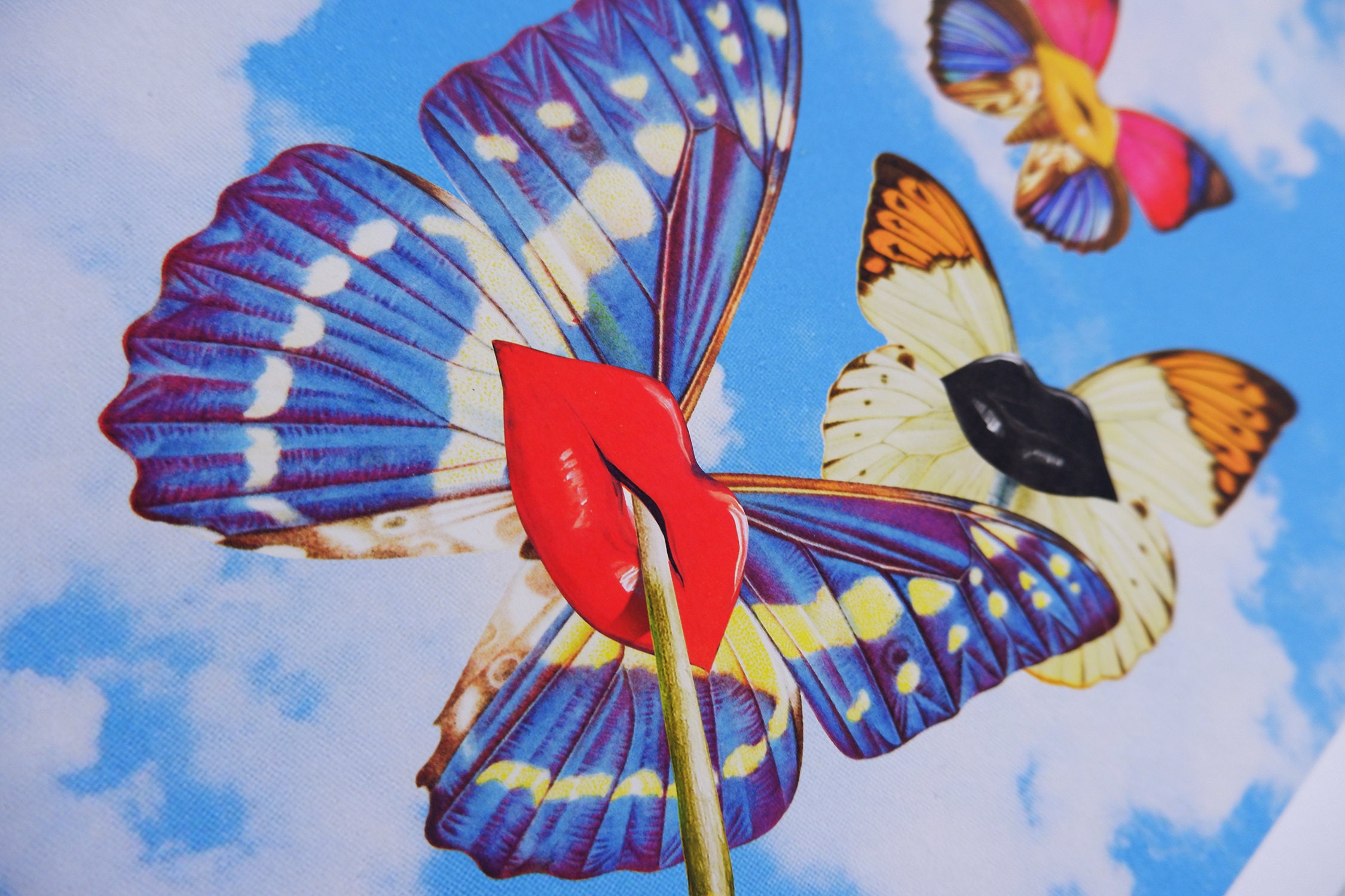 Trippy Butterfly butterfly Print Weed Art Collage Print - Etsy