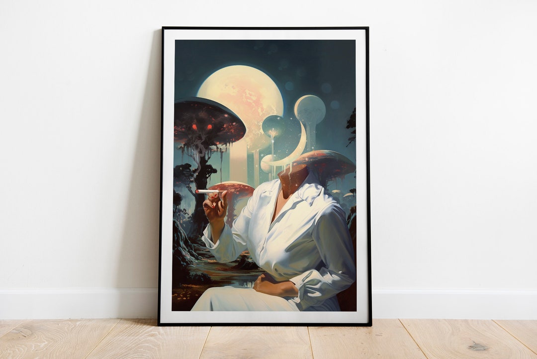 Egoless V3 vintage Surreal Art, Mushroom Art, Vintage Wall Print ...