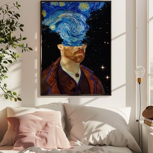 Träumer Vintage surreale Kunst, Van Gogh Malerei, Blumencollage Kunst ...