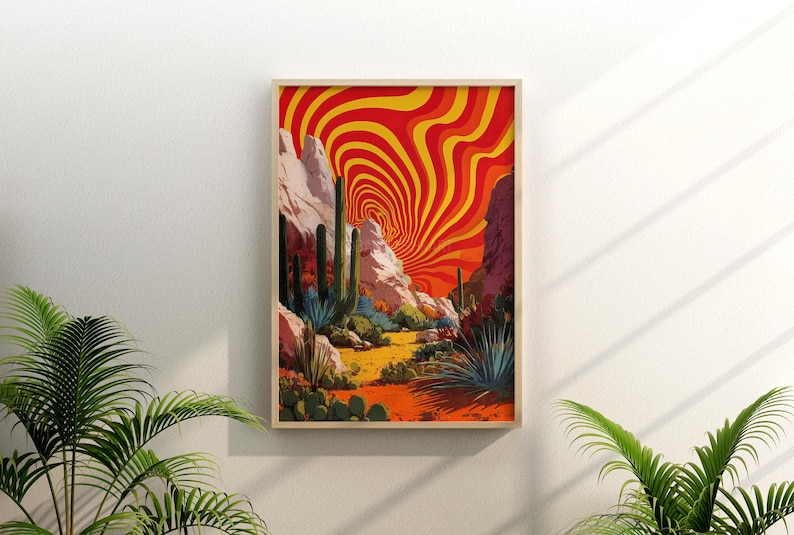 Trippy Desert Art Print: Weird Western Psychedelic Collage on Recycled ...