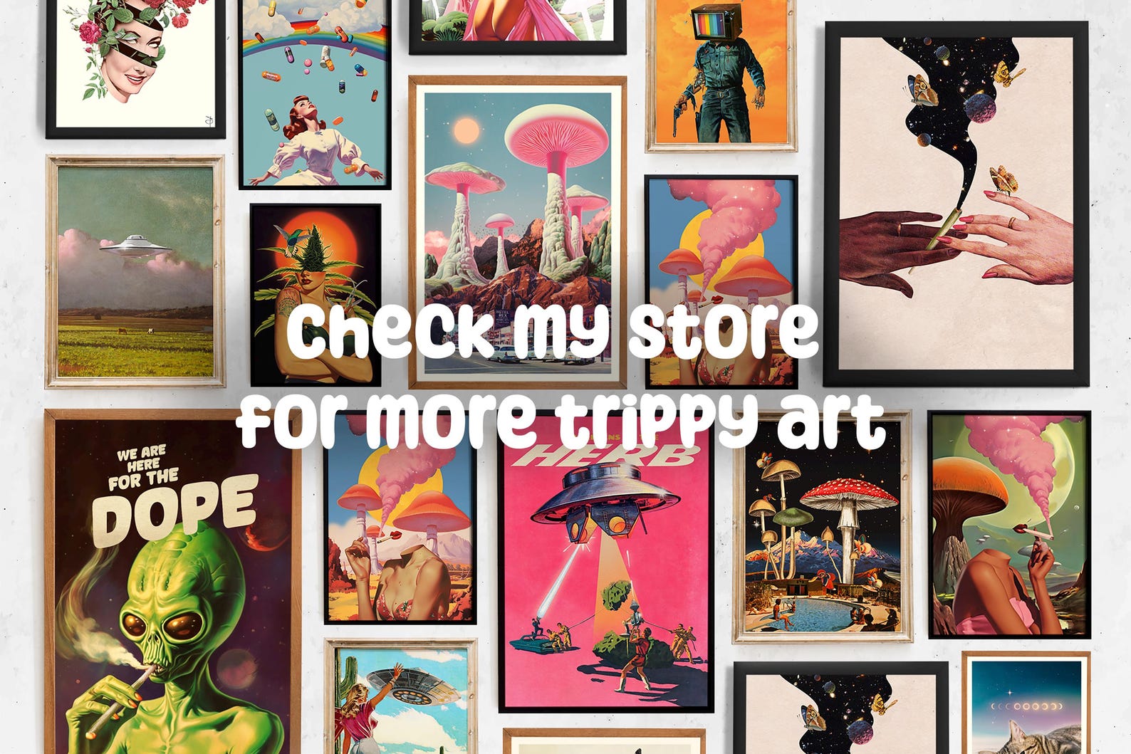 Trippy UFO Crash Art Print: Vintage Cosmic Wall Art - Etsy